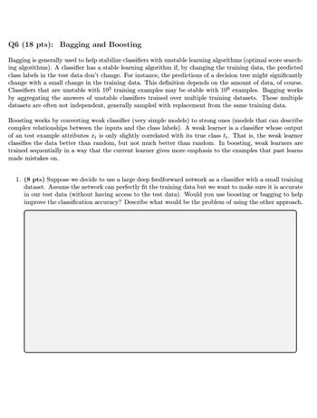 Answered Bagging And Boosting Bartleby