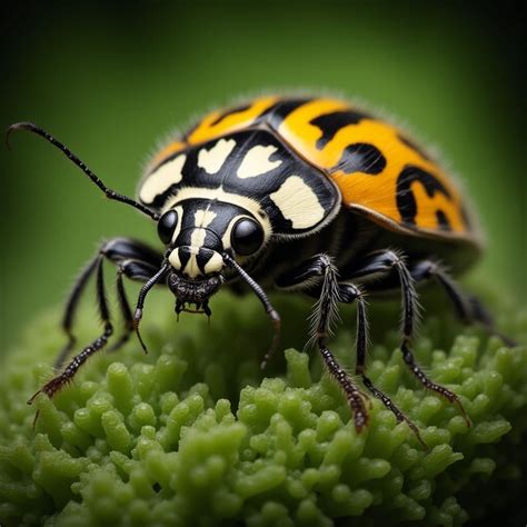 Vibrant Zebra Ladybug Macro In Neon Cyberpunk Styl Ai Art