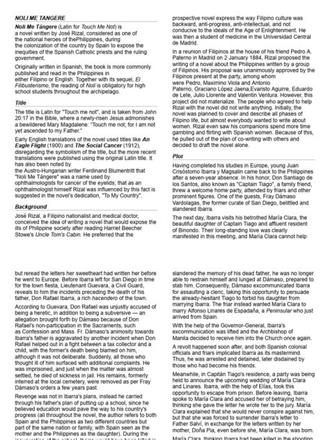 Noli Characters And Plot Pdf