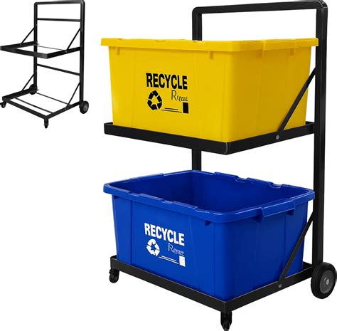 Verssure Recycling Cart 2 Tier Recycle Bin Cart With Wheels