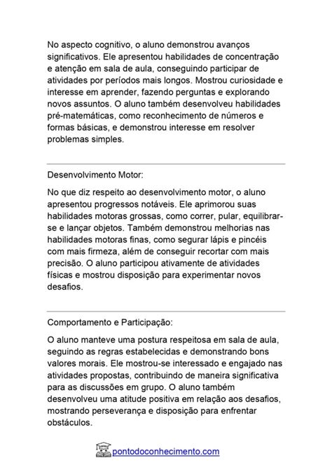 Relatório Individual Do Aluno Educação Infantil Relatório Modelo