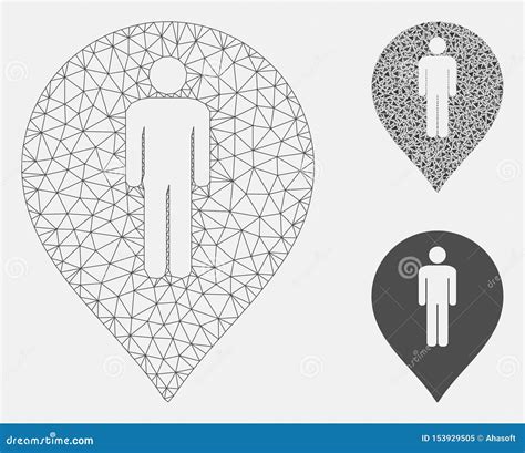 Man Toilet Marker Vector Mesh Wire Frame Model And Triangle Mosaic Icon Stock Vector
