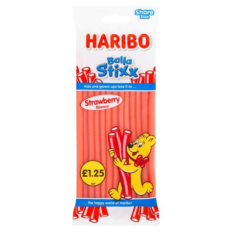 Haribo Balla Stixx Chewy Strawberry Flavour Sweets Sharing Bag 140g