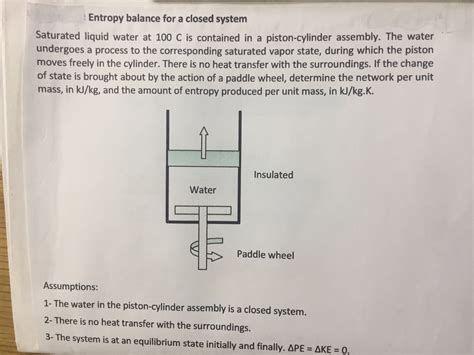Solved Entropy Balance For A Closed System Saturated Liquid Chegg
