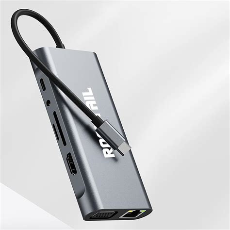 Rocktail Usb Hub Docking Station Adapter Usb C Adapter 11 In 1 With 4k Hdmi Vga Type C Pd Usb30