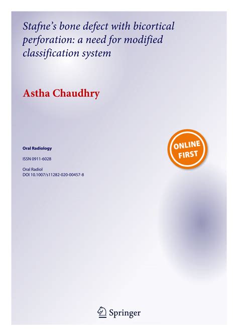 Pdf Stafnes Bone Defect With Bicortical Perforation A Need For