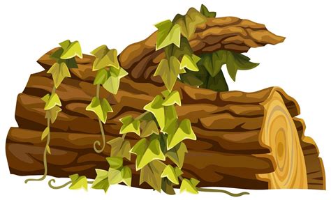 つる植物の枝ツタと切り株ログ漫画の壊れた木片とつるジャングル 無料ベクトル素材