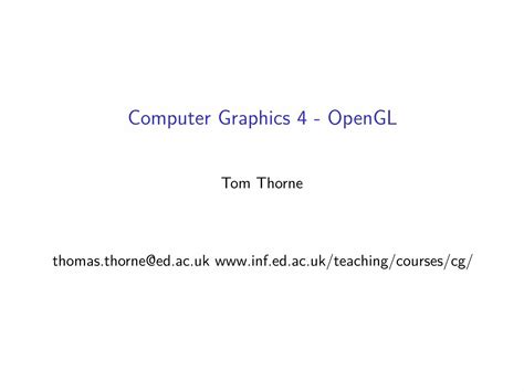 pdf computer graphics 4 opengl school of informatics · opengl programmable pipeline vertex