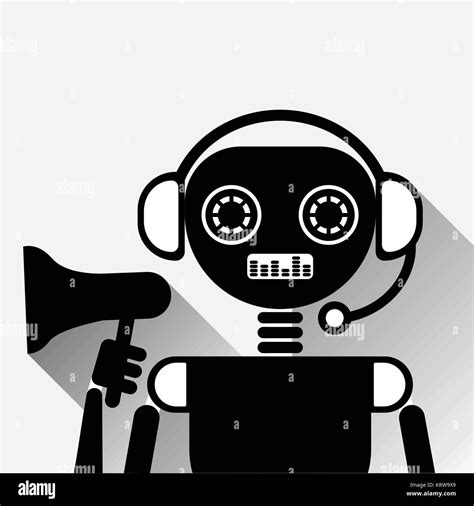 Chatbot Holding Megaphone Icon Concept Black Chat Bot Or Chatterbot Marketing Service Of Online