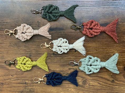Macrame Fishtail Keychains Etsy