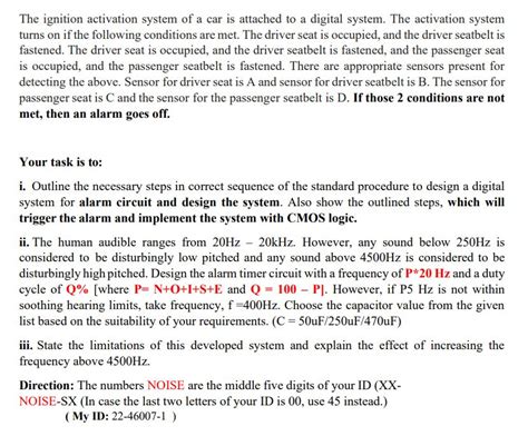Solved The Ignition Activation System Of A Car Is Attached