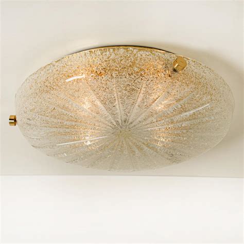 Xl Gold Clear Brass And Textured Glass Flush Mount By Hillebrand