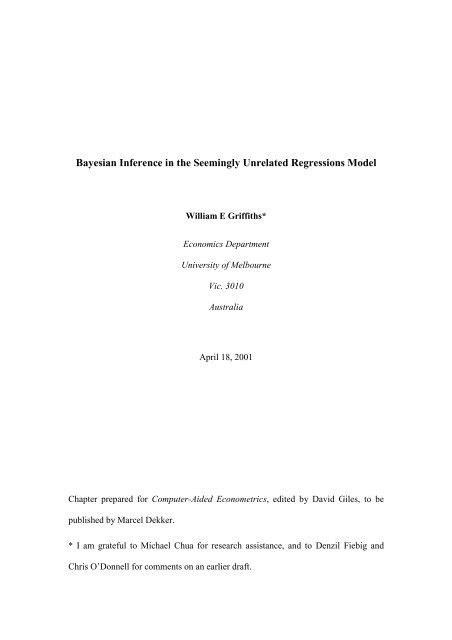 Bayesian Inference In The Seemingly Unrelated Regressions Model