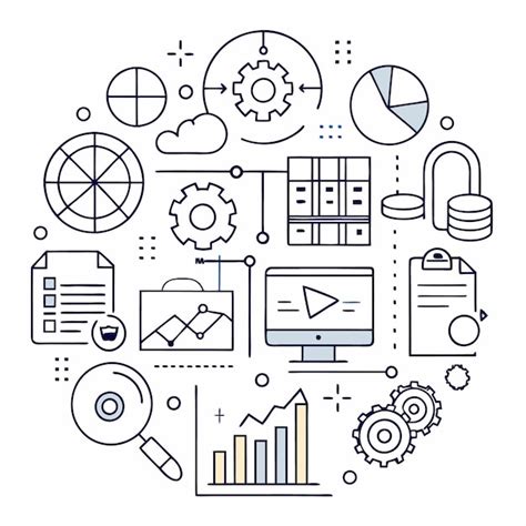 Business Process Improvement Icons Gears Graphs And Data Premium Ai