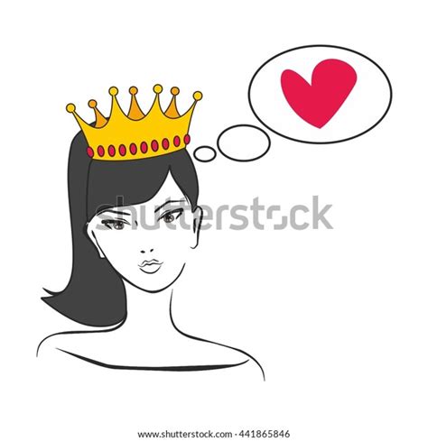 Queen Princess Thinking About Love Vector Stock Vector Royalty Free