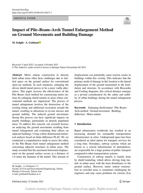 3 Impact Of Pile Beam Arch Tunnel Enlargement Method On Ground
