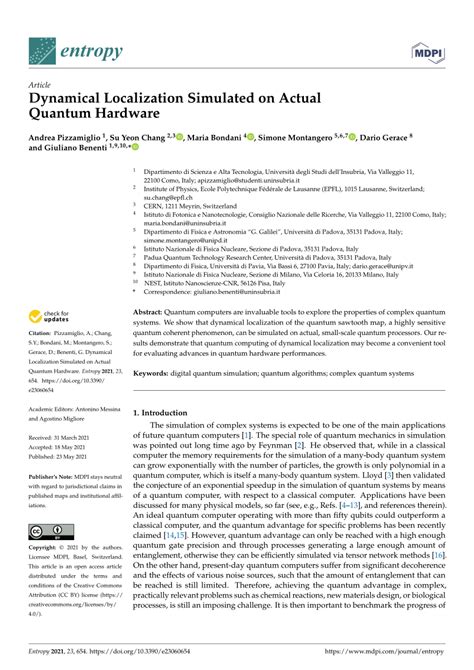 Pdf Dynamical Localization Simulated On Actual Quantum Hardware