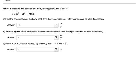 solved at time t seconds the position of a body moving