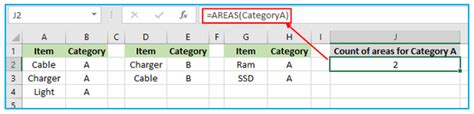 How To Use Areas Function In Excel