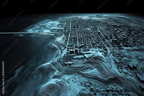 Technical Aerial Visual D LiDAR GIS Aerial Map Satellite Scan Model Isolated Showing St