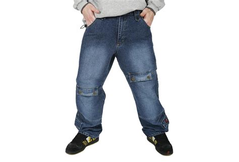 Indigo Blue Dirty Denim Multi Pocket Oxyzone Baggy Skate Jeans