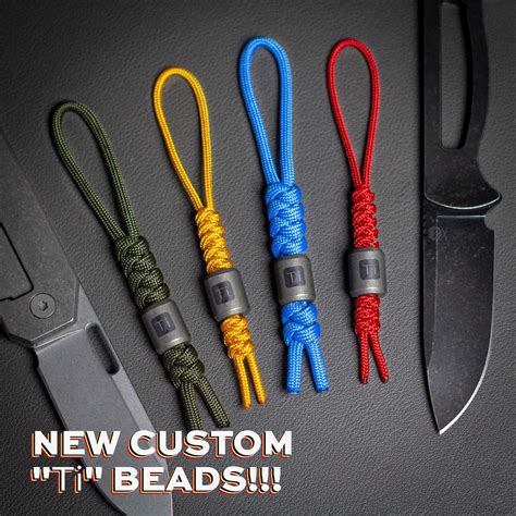 Ti Titanium Bead Paracord Edc Knife Lanyard Choose Between 550 Or 275
