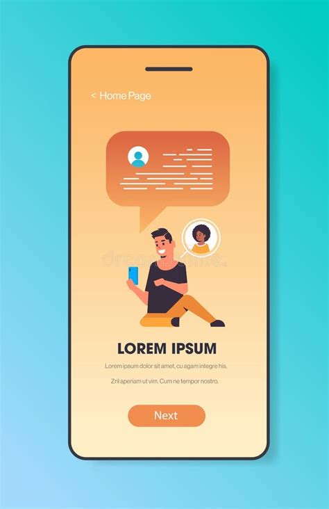 Man Using Mobile Messaging App Chatting With Woman Social Network Chat Bubble Speech