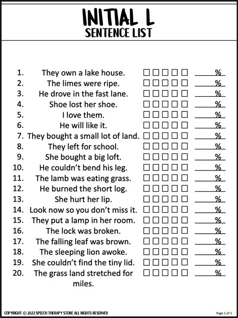 211 Initial L Speech Therapy Words For Articulation Speech Therapy Materials Speech Language