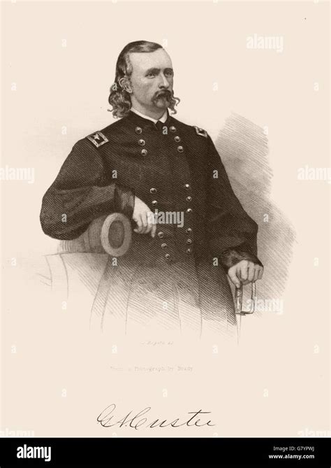 American Civil War Portrait Of General Custer Antique Print 1864