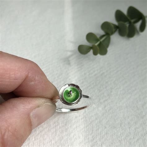Grasshopper Green Enamel Ring Honeybourne Jewellery