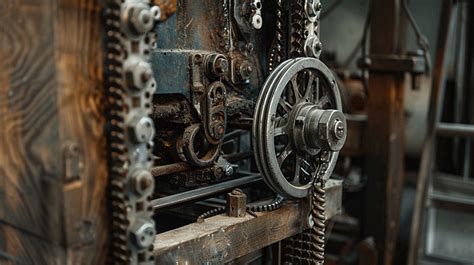 Vintage Machine And Pulley With Belt Background Old Industrial Equipment Background Image And