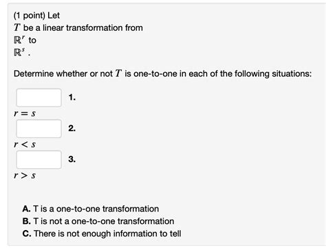 Solved Point Let T Be A Linear Transformation From R To Chegg