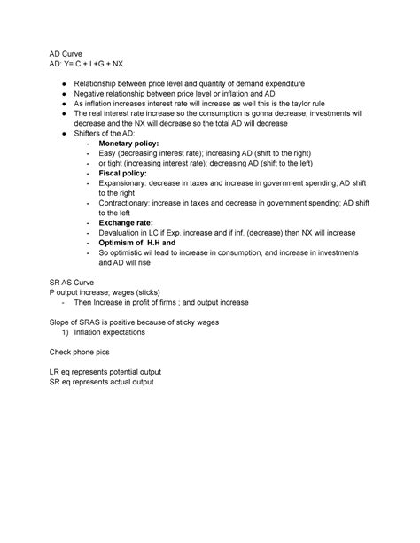 Monetary Economics As Ad Model Ad Curve Ad Y C I G Nx
