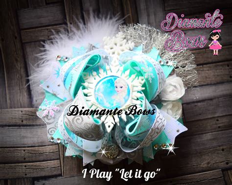 Diamante Bows We Love Frozen 4 5 Inch Ott Elsa Inspired Hair Bow With Music It Plays Let