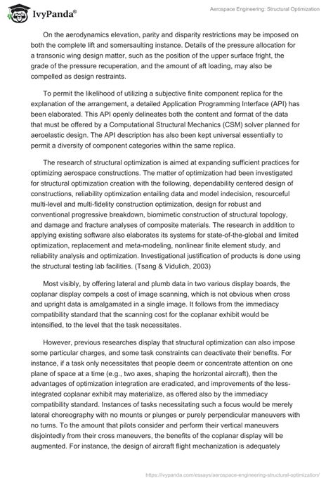 Aerospace Engineering Structural Optimization 988 Words Research Paper Example