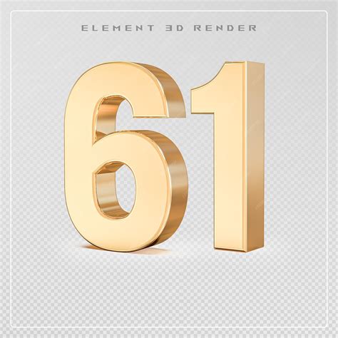 Premium Psd 61 Number Golden 3d Render