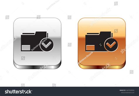 Black Document Folder Check Mark Icon Stock Vector Royalty Free Shutterstock