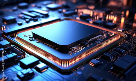 High Tech Microprocessor Chip On A Motherboard A Concept Of Advanced