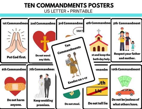 Ten Commandments Posters Sunday School Lesson Classroom Posters
