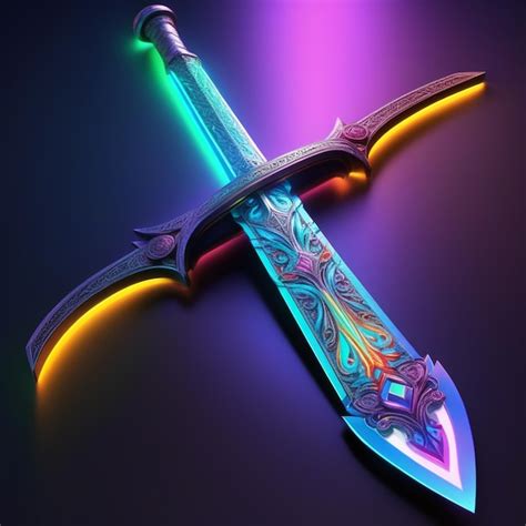Premium Photo Colorful Fire Flame Sword Isolated On Neon Color
