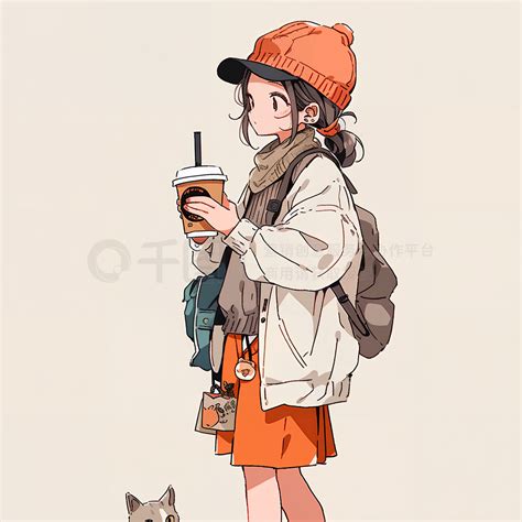 奶茶ai数字艺术 冬季喝奶茶的卡通可爱女孩插画 ai平面元素免费下载 png格式 2784像素 编号67604890 千图网
