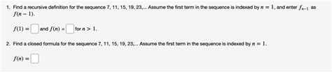 solved 1 find a recursive definition for the sequence