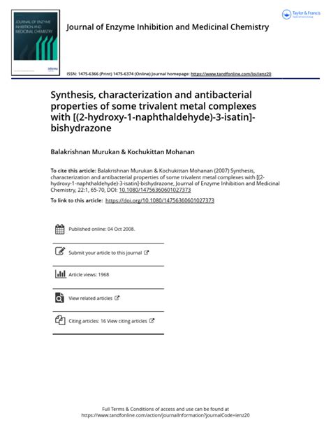 Synthesis Characterization And Antibacterial Properties Of Some
