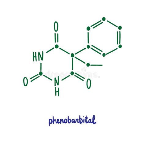 Phenobarbital Hand Drawn Vector Formula Chemical Structure Lettering