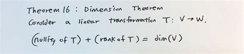 Solved Theorem Dimension Theorem Consider A Linear Chegg