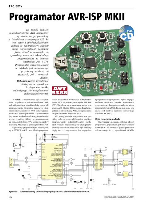PDF T Programator AVR ISP MKII Programator AVR ISP MKII Do zapisu pamięci mikrokontrolerów