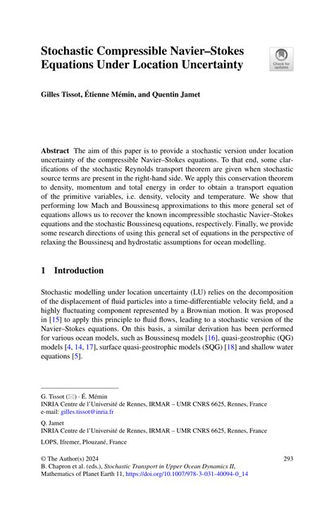 Pdf Stochastic Compressible Navier Stokes Equations Under Location