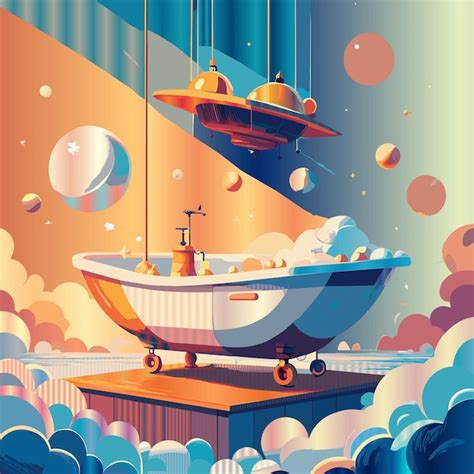 Premium Vector A Poster With A Spaceship And A Spaceship In The
