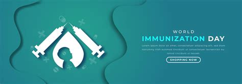 World Immunization Day Paper Cut Style Vector Design Illustration For