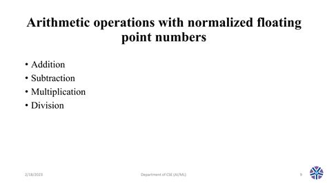 Cs304pccomputer Organization And Architecture Session 22 Floating Point Arithmetic Operationspptx